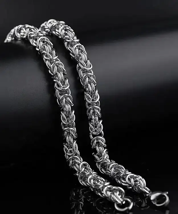 1Pcs 7MM Stainless Steel Mens Byzantine Chain
