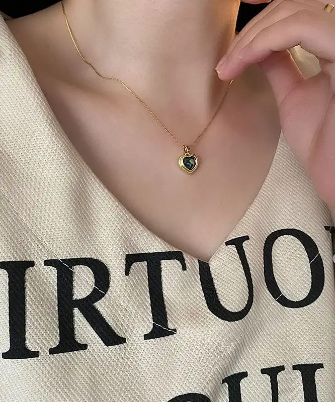 Vintage Seashell Stainless Steel Heart Pendant for Women Men